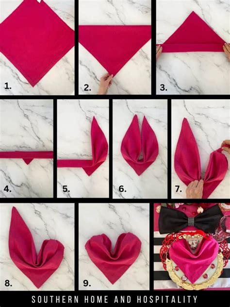 Valentines Day Napkin Fold Ideas Envelope Heart Rose Folds
