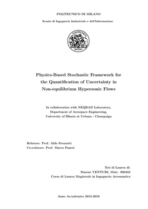 Pdf Physics Based Stochastic Framework For The Quantification Of