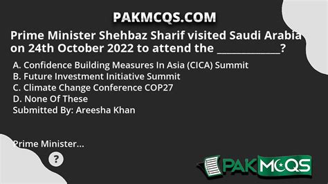 Prime Minister Shehbaz Sharif Visited Saudi Arabia On 24th October 2022