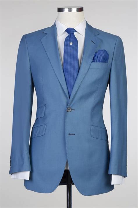 Patrick Modern Blue Two Pieces Notched Lapel Men Suits For Prom