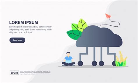Premium Vector Landing Page Template Cloud Computing Illustration