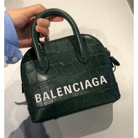 【預購】balenciaga 巴黎世家 Ville Xxs 鱷魚紋小牛皮貝殼包 墨綠白 斜肩側背手提 Annies 正品購購購