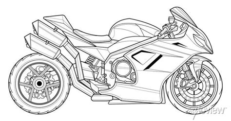 Adult Motorcycle Vector Illustration Coloring Page For Book And Posters
