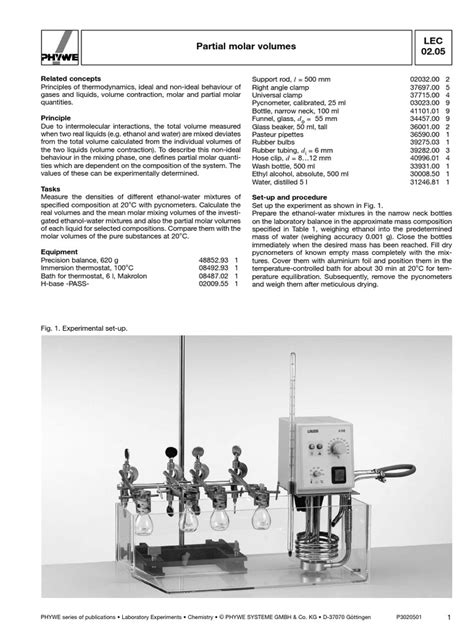 Partial Molar Volumes Pdf Mole Unit Quantity