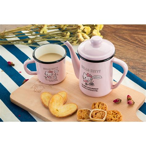 【sanrio】hello Kitty琺瑯杯壺組（壺杯） 蝦皮購物