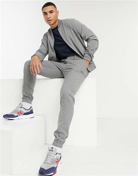 Asos Design Jogger Densemble Coupe Skinny élégant Anthracite Asos