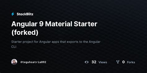 Angular 9 Material Starter Forked Stackblitz