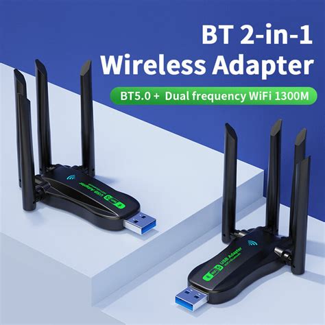 Kebidumei 4 Antennas 1300Mbps WiFi USB 3 0 Adapter 2 4G 5GHZ Dual Band