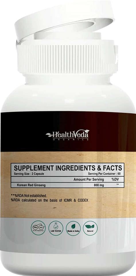 Buy Health Veda Organics Plant Based Korean Red Ginseng 60 Veg