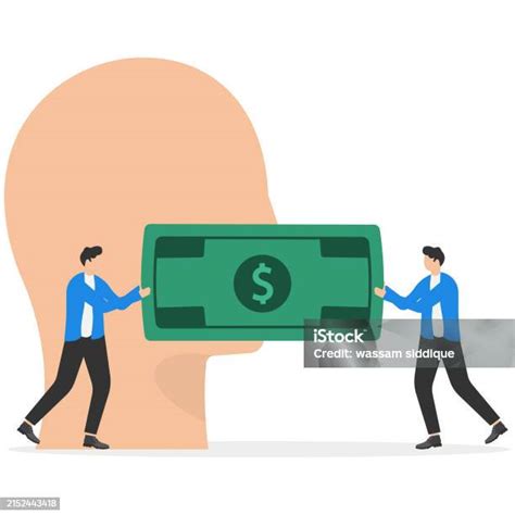 사업가의 입을 덮고 있는 현금 돈 달러 지폐를 가진 사업가 뇌물 수수 개념 벡터 일러스트 레이 션 갈취에 대한 스톡 벡터 아트
