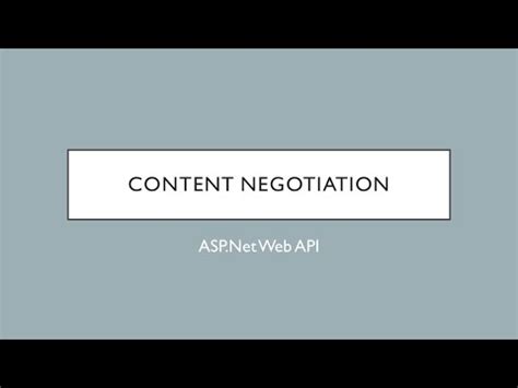Content Negotiation Asp Net Web Api Youtube