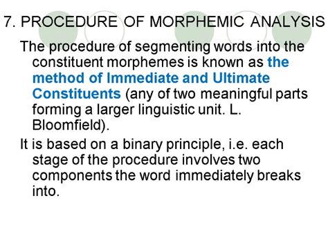 Word Structure Morphemic Structure Of Words Lecture 8 1