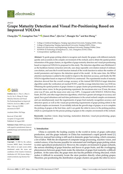 (PDF) Grape Maturity Detection and Visual Pre-Positioning Based on Improved YOLOv4