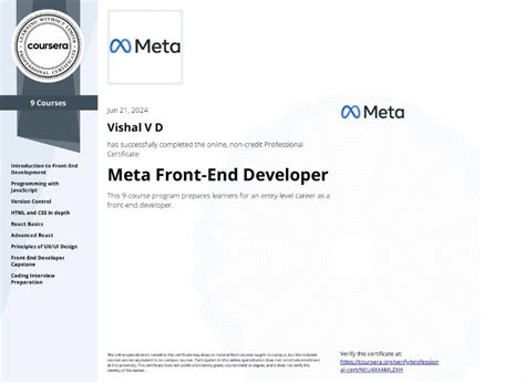 Vishal V D On Linkedin Opentowork Frontenddevelopment Metacertified