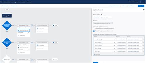 how to use process builder to stamp utm parameters in salesforce