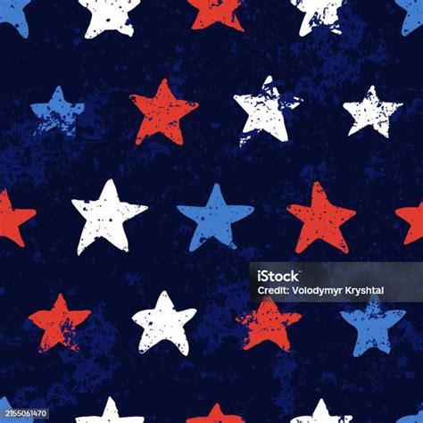 수채화 별 완벽 한 패턴입니다 미국 국기 색상 그런 지 배경입니다 벡터 패션 섬유 인쇄 유행 직물 디자인 미국 문화에 대한 스톡 벡터 아트 및 기타 이미지 Istock