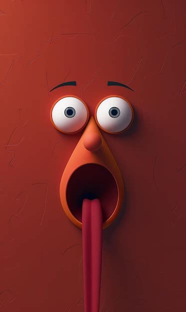 Cartoon Face With Exaggerated Features And Humorous Expression Against