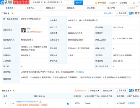 协鑫能科于上海成立投资管理公司，注册资本5亿元费智显示资金