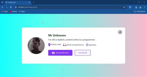 Created A Profile Card Using Html And Css Partha Biswas Posted On The