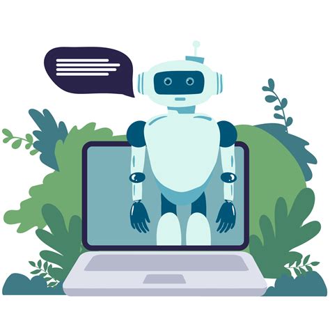 Robot Online Assistance And Machine Learning Flat Vector Illustration Of Futuristic Robot