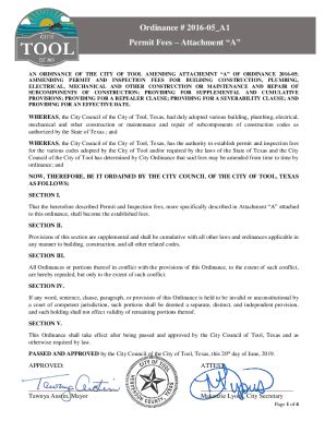 Fillable Online Permit Fees Attachment A Fax Email Print PdfFiller