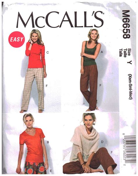 Mccalls M6658 Tops Shorts Pants Size Y S M L Uncut Sewing Pattern