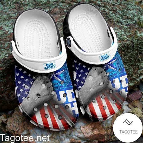 Bud Light American Flag Crocs Clogs Tagotee