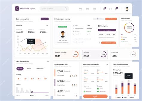 premium vector ui ux infographic dashboard ui design with graphs charts and diagrams web