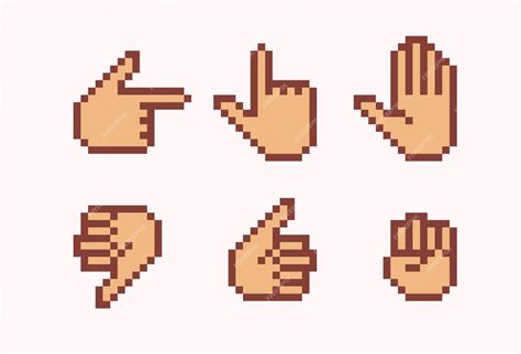 Premium Vector Hand Cursor Pixel Art Set Hand Gesture Collection