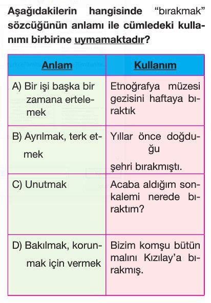 Sözcükte Anlam Test Çöz 7 Sınıf Türkçe Testleri Yeni Nesil