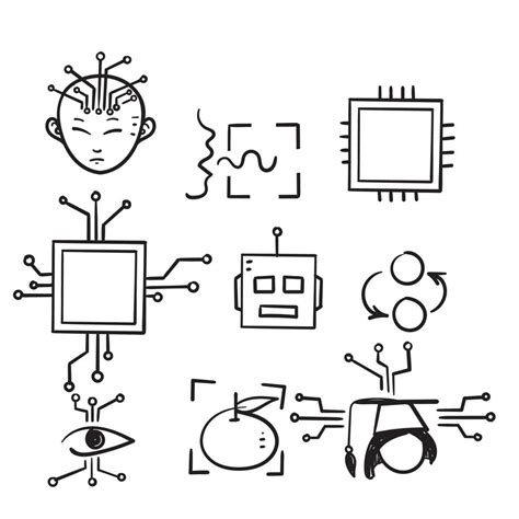 Hand Drawn Doodle Set Of Artificial Intelligence Related Illustration