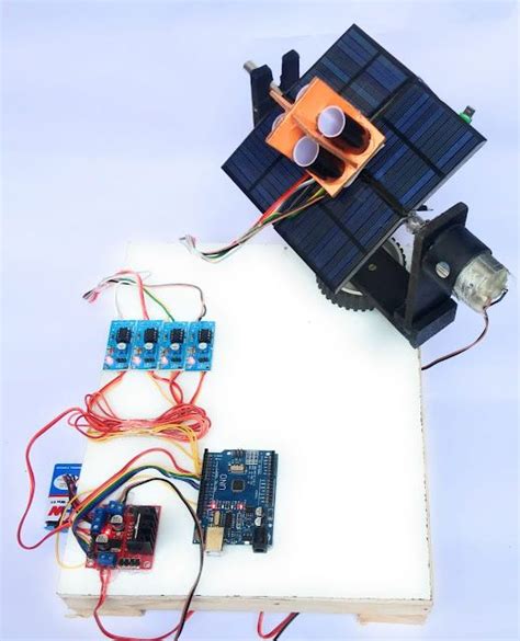 Vishal Nagar DUAL AXIS SOLAR TRACKER SYSTEM Solar Tracker Arduino Projects Electronics Projects