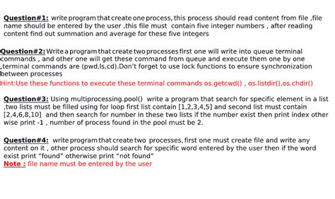 solved question 1 write program that create one process