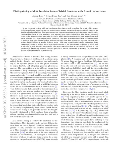 Pdf Distinguishing A Mott Insulator From A Trivial Insulator With