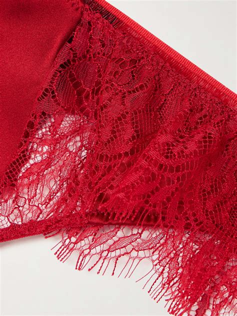 Kiki De Montparnasse Camaret Lace Trimmed Stretch Silk Thong Net A Porter