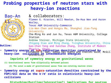 Ppt Probing Properties Of Neutron Stars With Heavy Ion Reactions