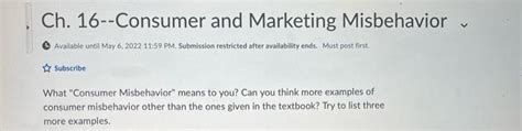 Solved Ch 16 Consumer And Marketing Misbehavior Available