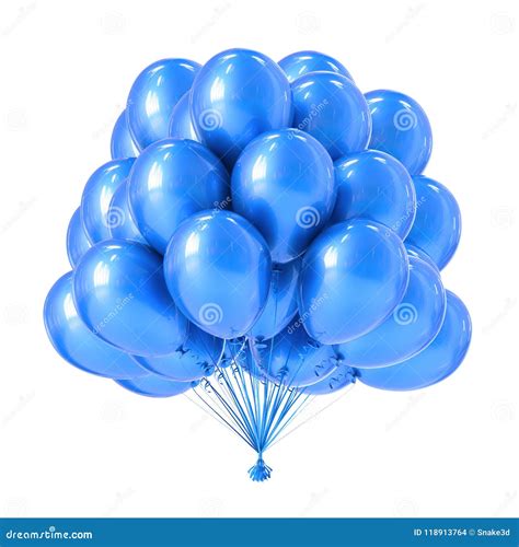 Blue Helium Balloons Party Decoration Classic Stock Illustration