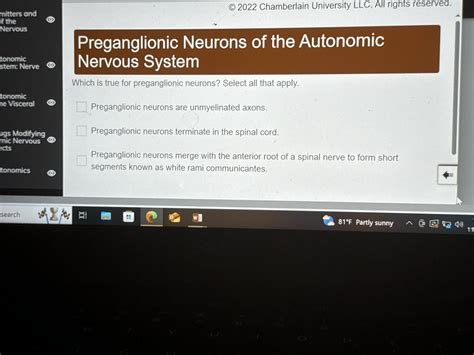 Preganglionic Neurons Of The Autonomic Nervous System Which Is True For