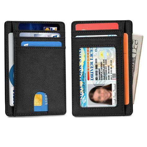 RFID Slim Portfel płaski cienki etui na karty dokumenty Vintage Black Black Lychee Inne
