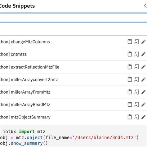 Snapshot Of A List Of Snippets In Jupyterlab Supported By The