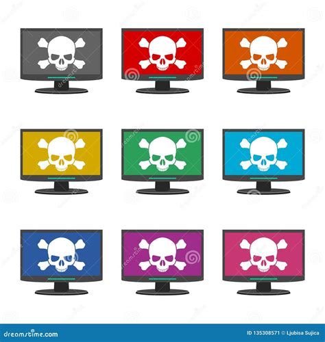 Malware Spam Online Scam Computer Virus Icon Or Logo Color Set Stock Vector Illustration