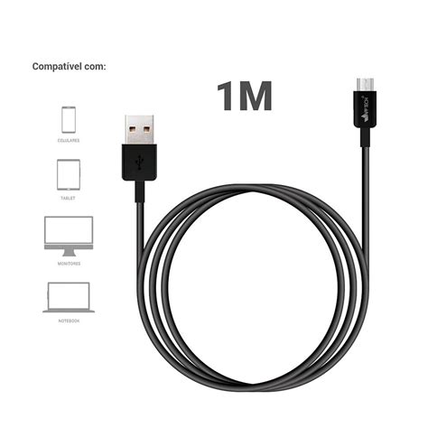 Cabo Usb Para Micro Usb 1m Preto App Tech Pt 1 Un Loja Spiral Brasil