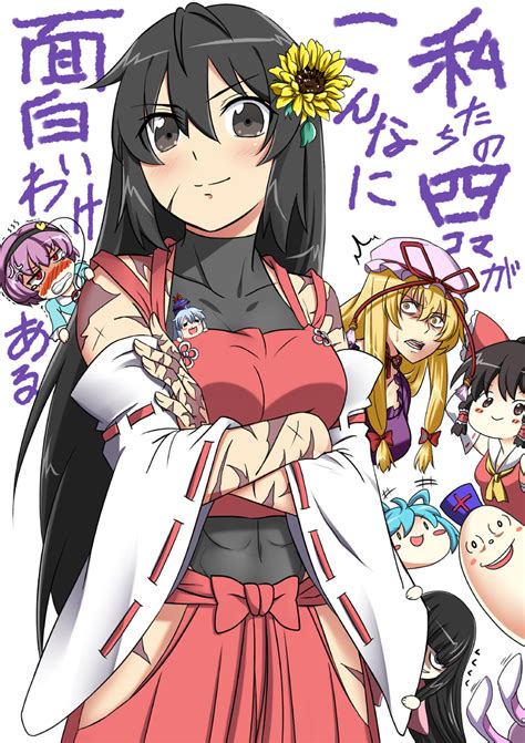 Safebooru Abs Antenna Hair Black Hair Blonde Hair Blush Brown Eyes