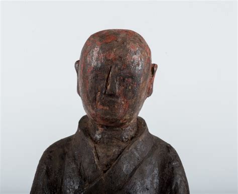 Scultura In Legno Raffigurante Un Musicista Cina Regno Di Chu Periodo