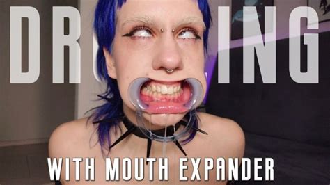 Goth Girls Drooling And Rolling Her Eyes With Mouth Expander Dory