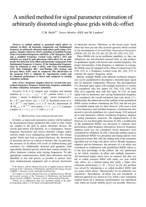 Pdf A Unified Method For Signal Parameter Estimation Of Arbitrarily Distorted Single Phase