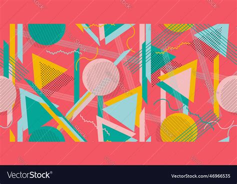 Memphis Style Geometric 80s Seamless Pattern Vector Image