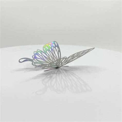 3d Metallic Silver Paper Butterfly Wall Sticker 12pk