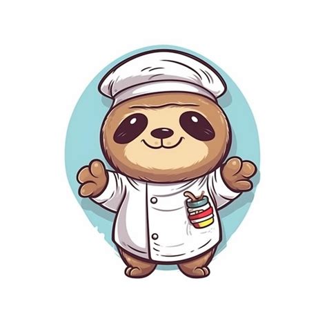 Premium Ai Image Cartoon Sloth With A Chef Hat